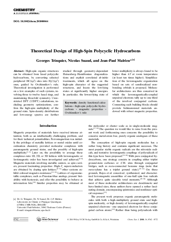 (PDF) Theoretical Design of High-Spin Polycyclic Hydrocarbons
