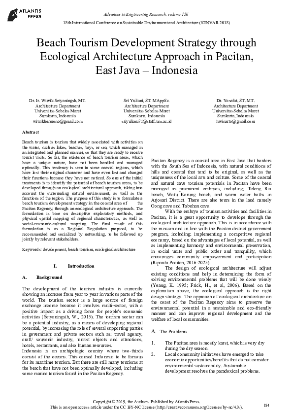 (PDF) Beach Tourism Development Strategy through Ecological ...