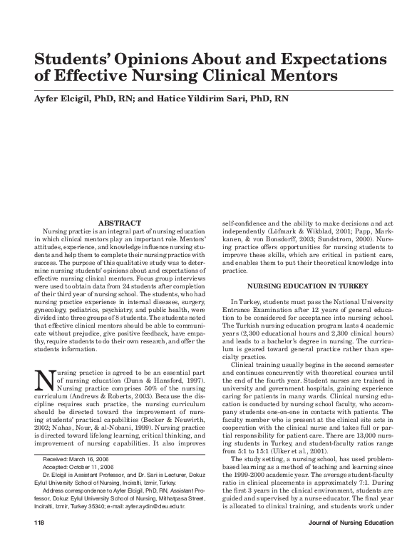 (PDF) Students’ Opinions About and Expectations of Effective Nursing ...