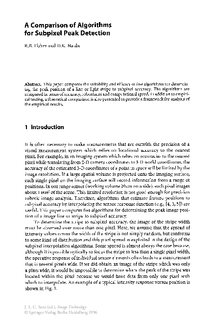 Pdf A Comparison Of Algorithms For Subpixel Peak Detection