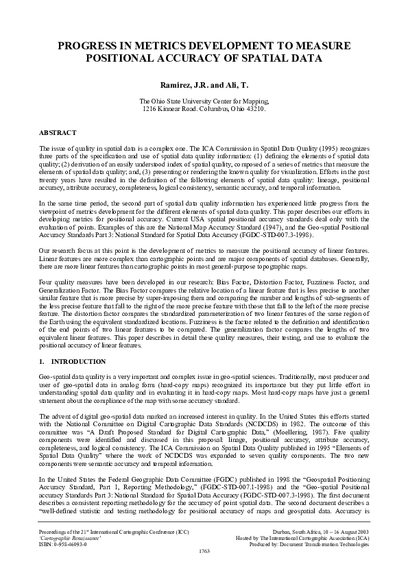 (PDF) Progress in metrics development to measure positional accuracy of ...
