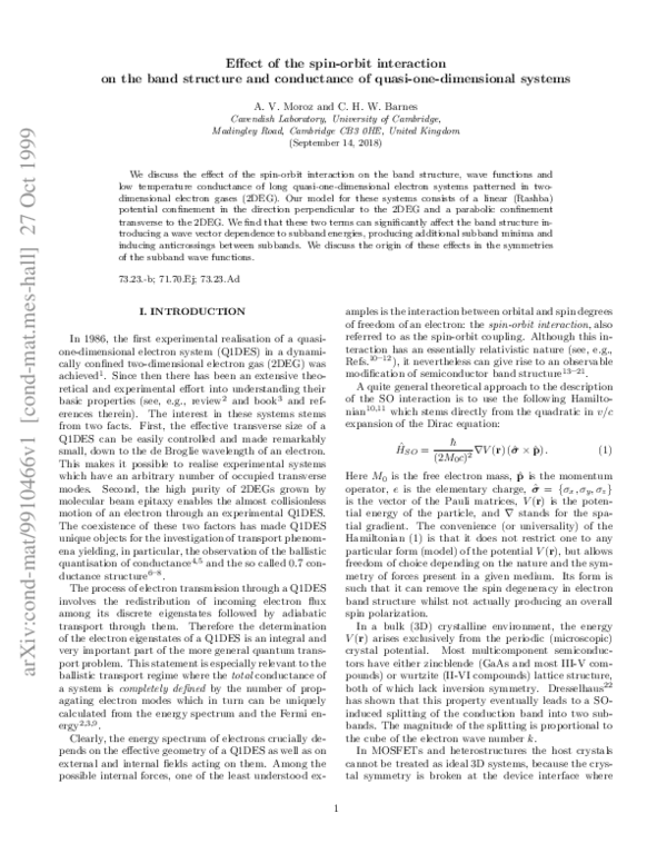 (PDF) Effect of the spin-orbit interaction on the band structure and ...