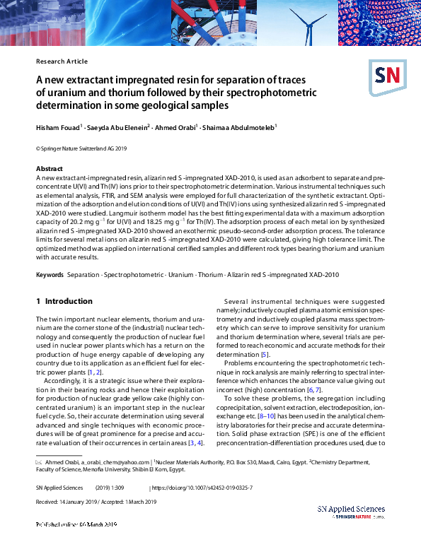 (PDF) A new extractant impregnated resin for separation of traces of ...