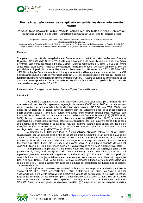 (PDF) Produção Anual e Sazonal De Serapilheira Em Ambientes De Cerrado ...