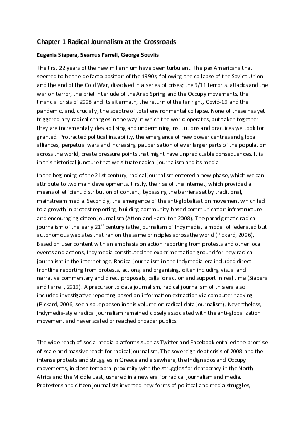 (DOC) Chapter 1 Radical Journalism at the Crossroads