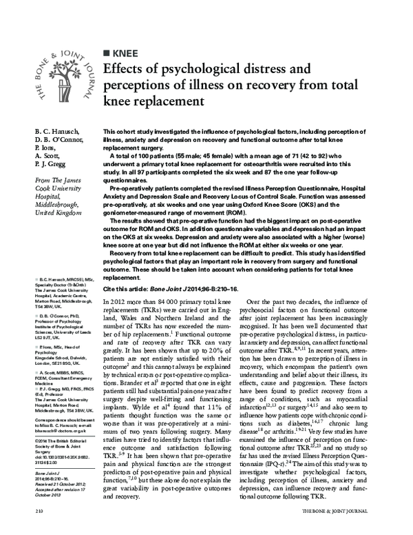 (PDF) Effects of psychological distress and perceptions of illness on ...