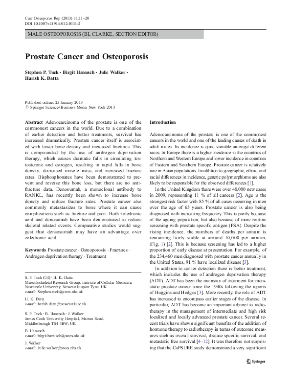 (PDF) Prostate Cancer and Osteoporosis