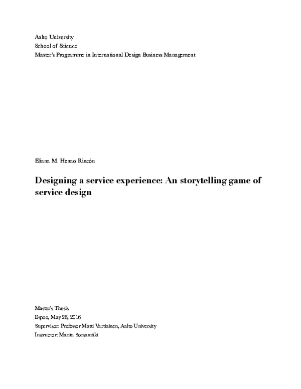 (PDF) Designing a service experience: An storytelling game ofservice design