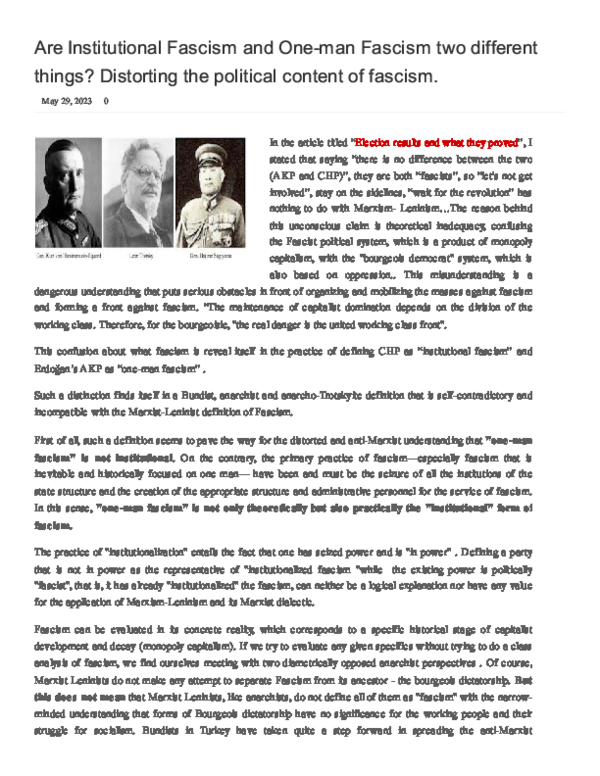 (PDF) Are Institutional Fascism and One-man Fascism two different things?