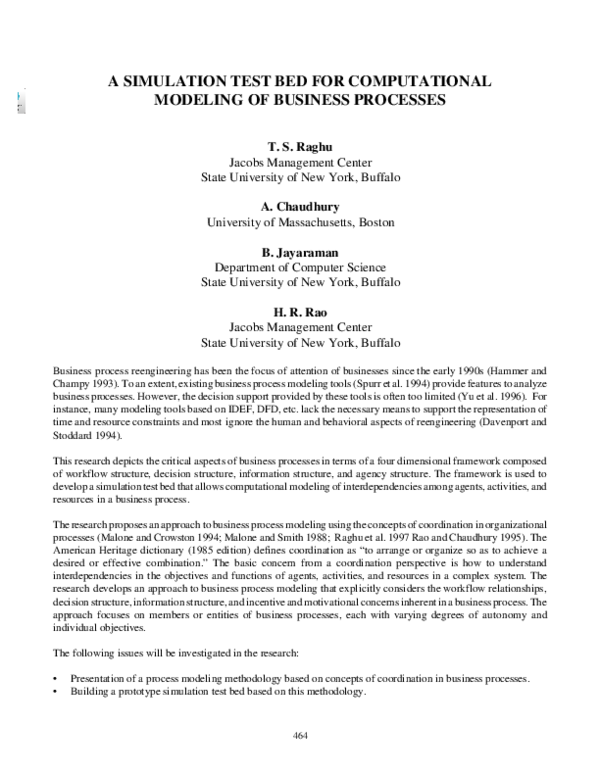 (PDF) A simulation test bed for computational modeling of business ...