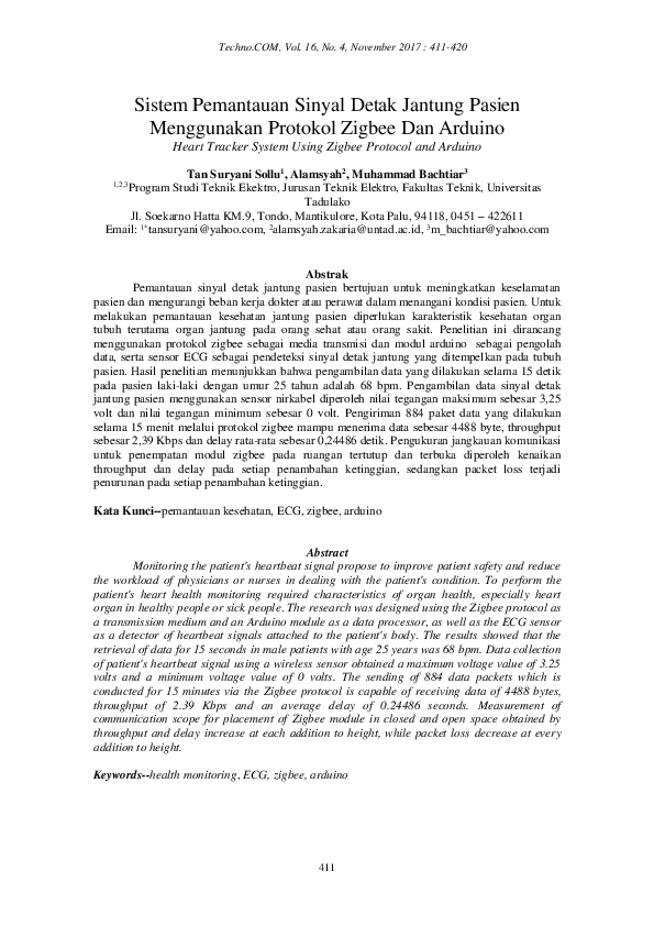 Pdf Heart Tracker System Using Zigbee Protocol And Arduino