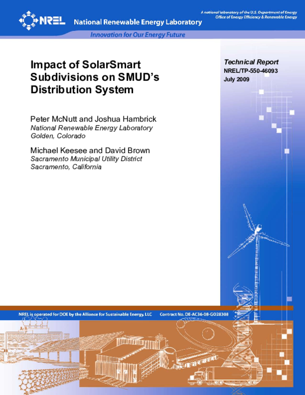(PDF) Impact of SolarSmart Subdivisions on SMUD's Distribution System