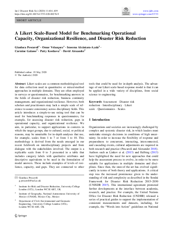 (PDF) A Likert Scale-Based Model for Benchmarking Operational Capacity ...