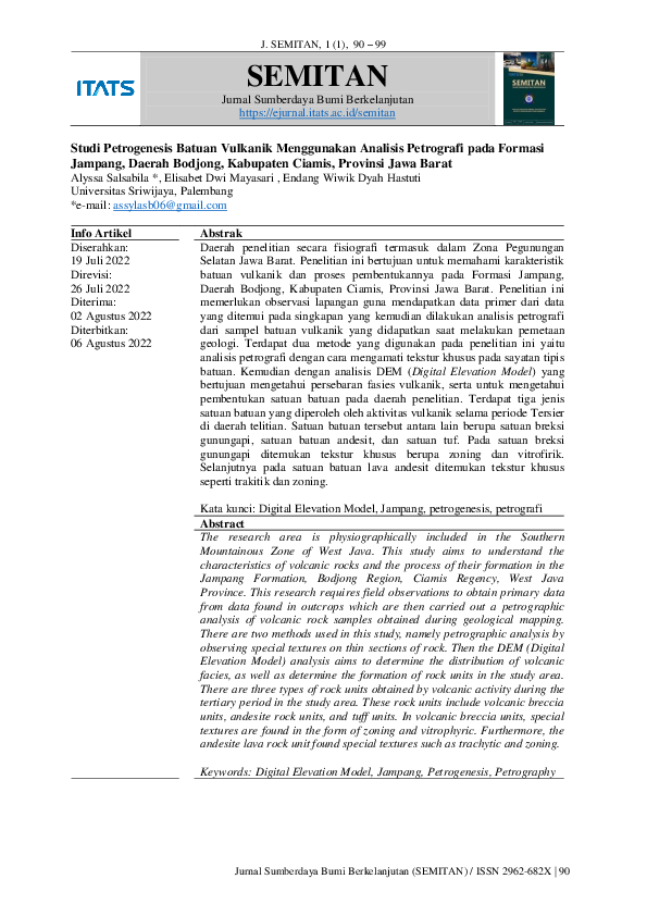 (PDF) Studi Petrogenesis Batuan Vulkanik Menggunakan Analisis ...