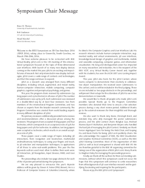 (PDF) Symposium chair message