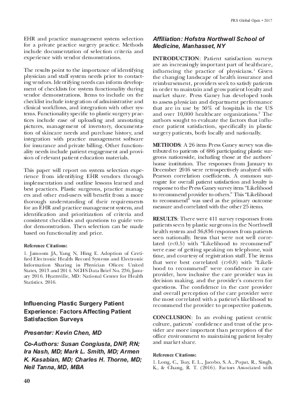 (PDF) Abstract: Influencing Plastic Surgery Patient Experience: Factors ...