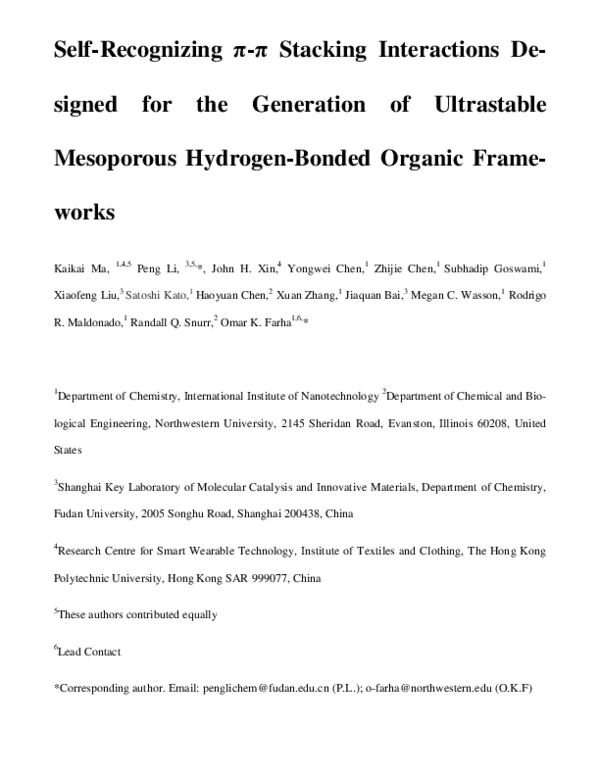 (PDF) Self-Recognizing π-π Stacking Interactions Designed for the ...