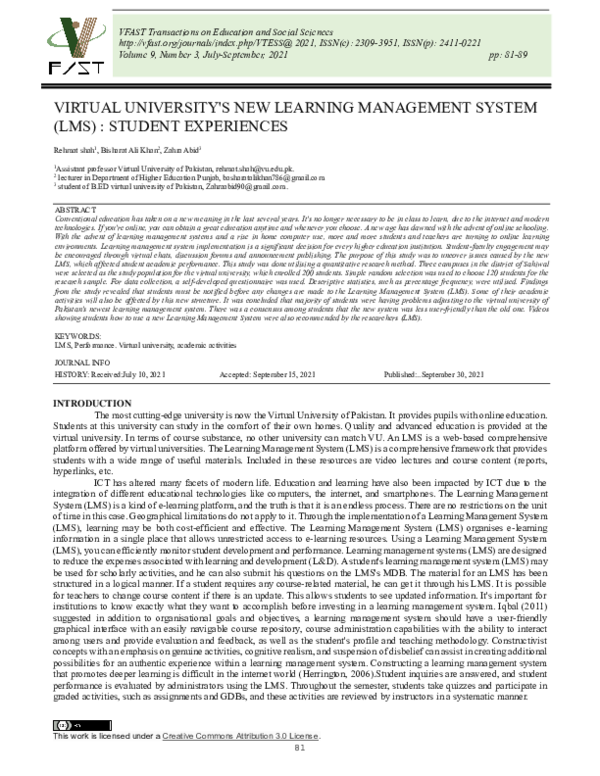 (PDF) Virtual University's New Learning Management System (LMS ...