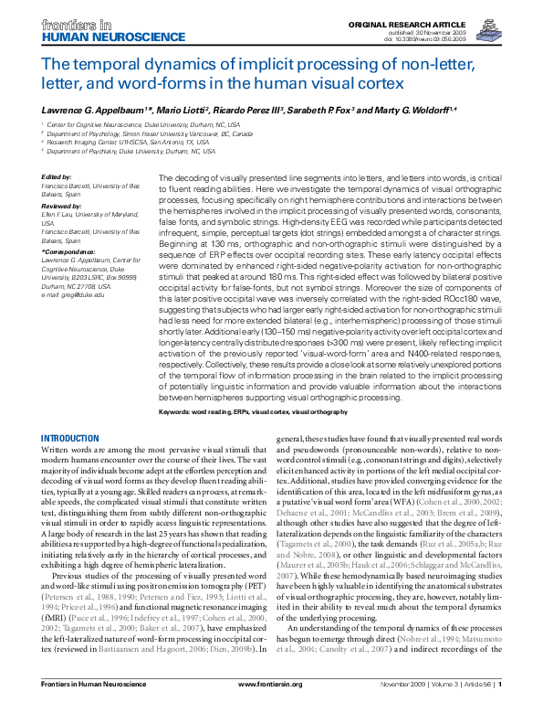 (PDF) The temporal dynamics of implicit processing of non-letter, letter, and word-forms in the ...