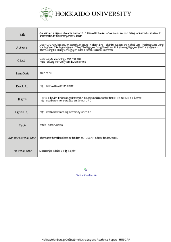(PDF) Genetic and antigenic characterization of H5, H6 and H9 avian influenza viruses ...