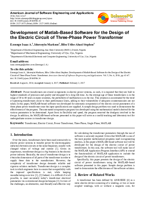 Pdf Development Of Matlab Based Software For The Design Of The