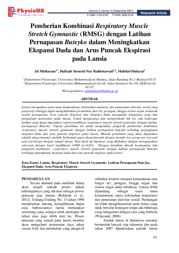 (PDF) Pemberian Kombinasi Respiratory Muscle Stretch Gymnastic (RMSG) dengan Latihan Pernapasan ...