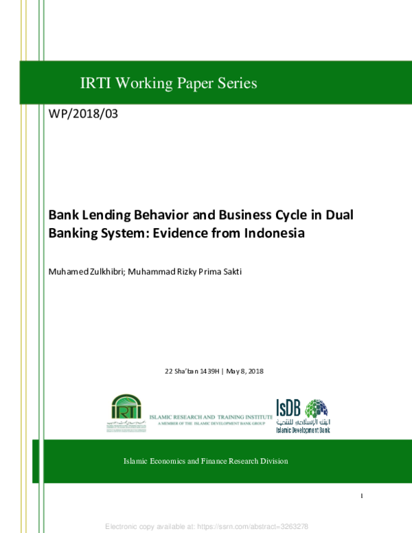(PDF) Bank Lending Behavior and Business Cycle in Dual Banking System ...