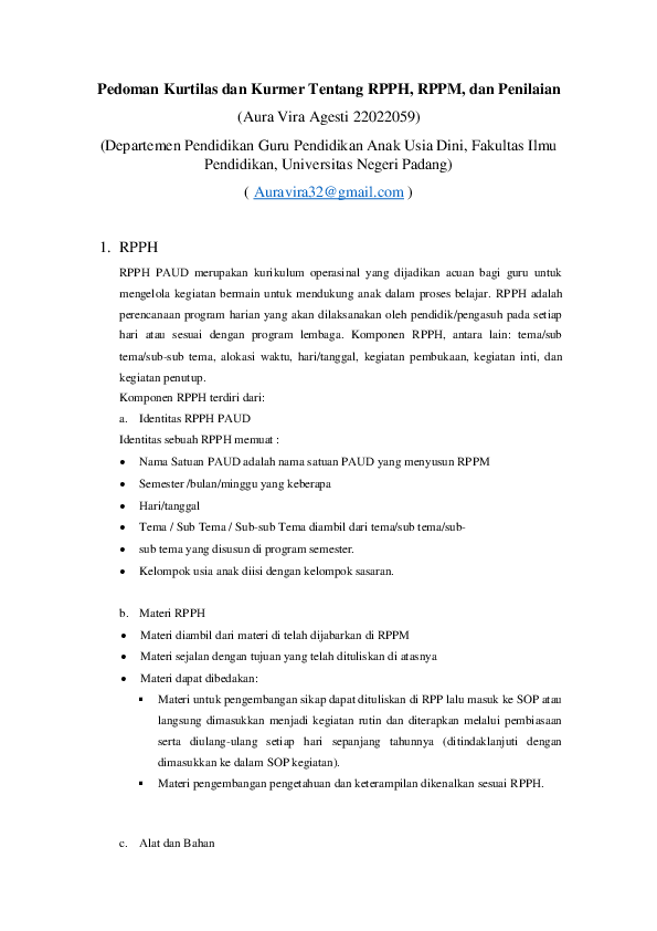 (PDF) Pedoman Kurtilas dan Kurmer Tentang RPPH, RPPM, dan Penilaian | Aura Vira - Academia.edu
