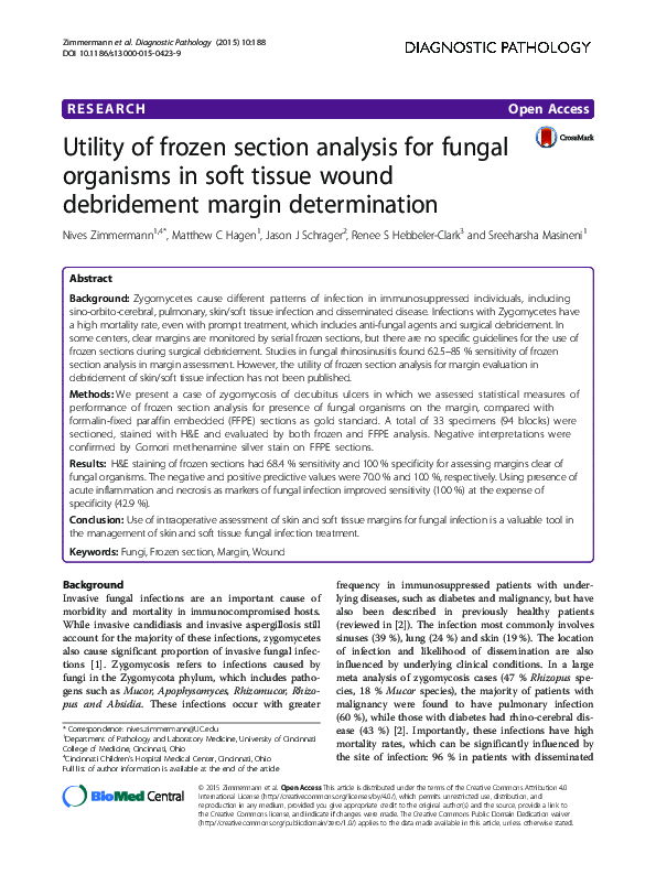 (PDF) Utility of frozen section analysis for fungal organisms in soft ...