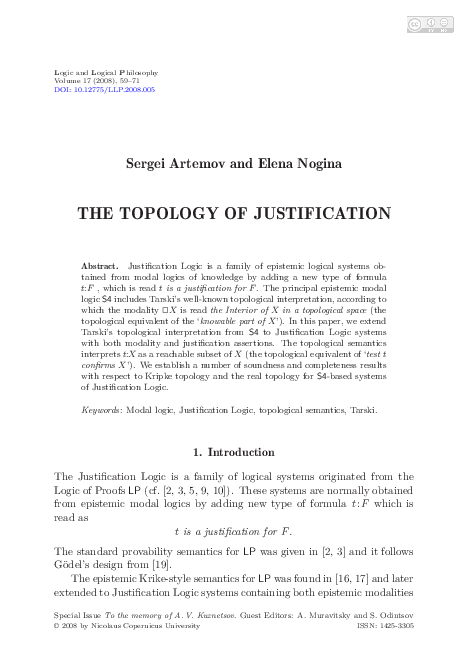 (PDF) The topology of justification