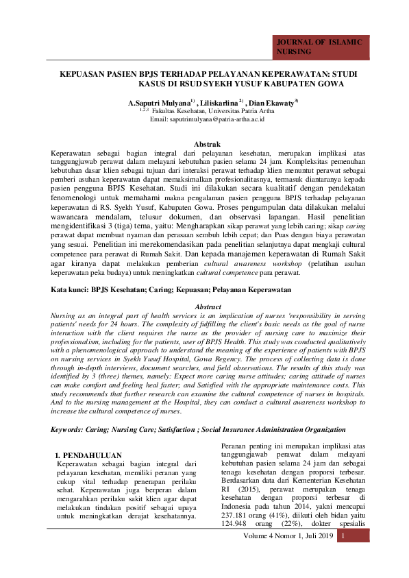 Pdf Analisis Kepuasan Pasien Bpjs Terhadap Pelayanan Di Puskesmas