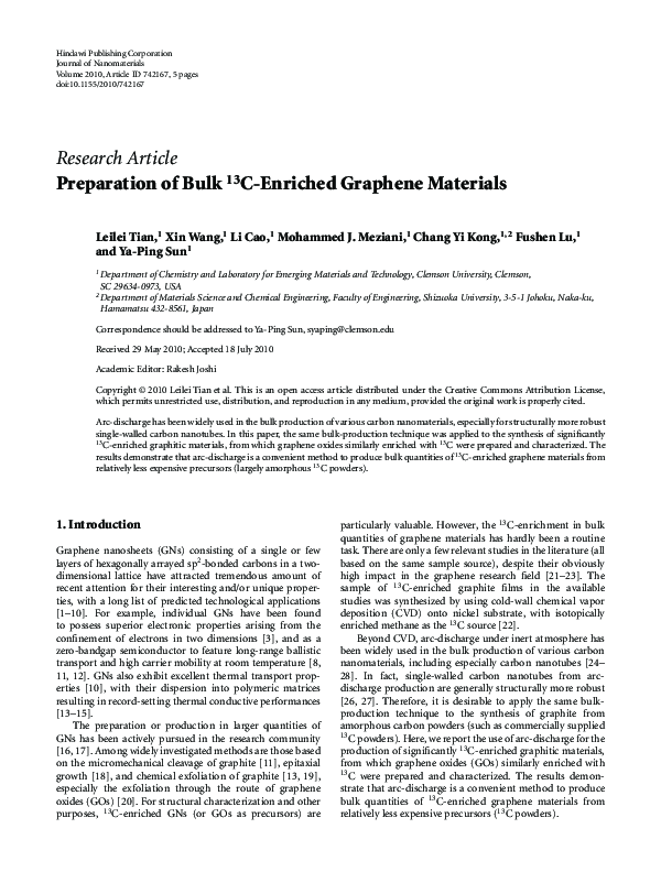 (PDF) Preparation of Bulk13C-Enriched Graphene Materials