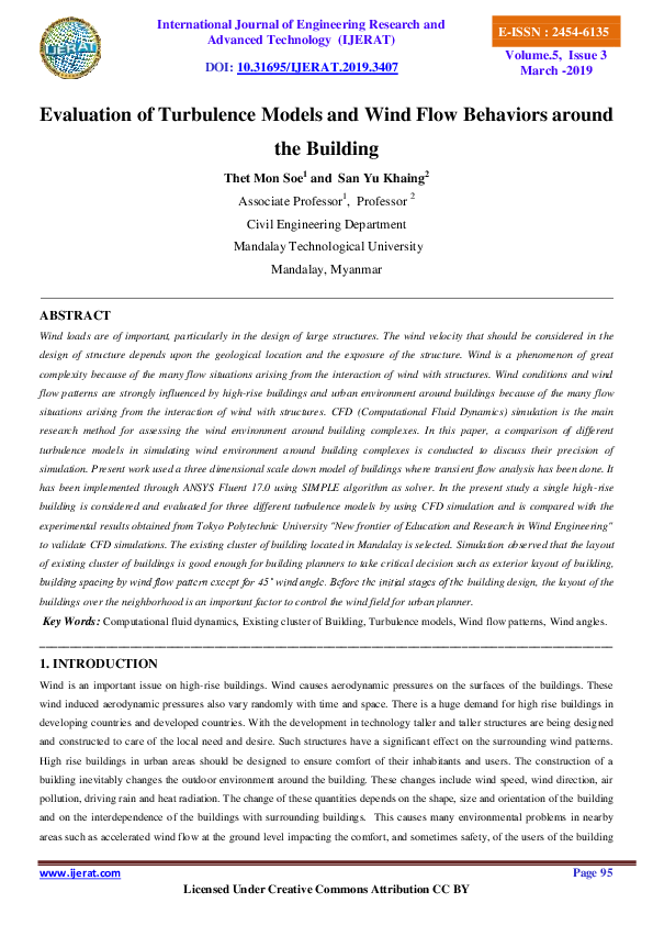 (PDF) Evaluation of Turbulence Models and Wind Flow Behaviors around ...