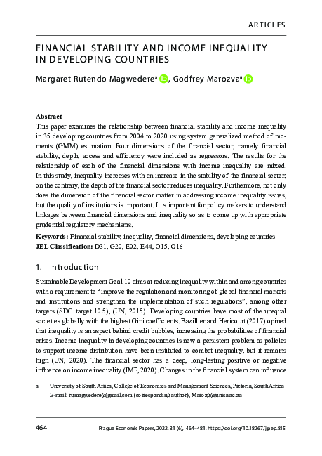 (PDF) Financial Stability and Income Inequality in Developing Countries ...