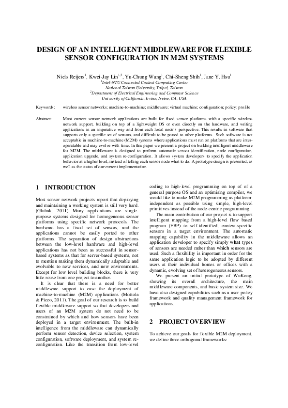 (PDF) Design of an Intelligent Middleware for Flexible Sensor ...