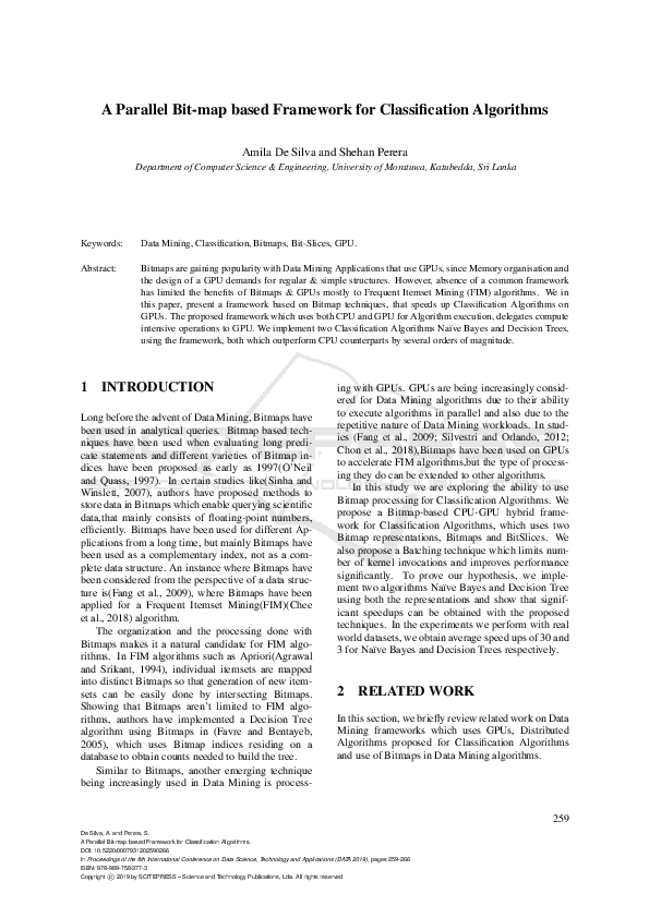 (PDF) A Parallel Bit-map based Framework for Classification Algorithms (PDF) A Parallel Bit-map based Framework for Classification Algorithms