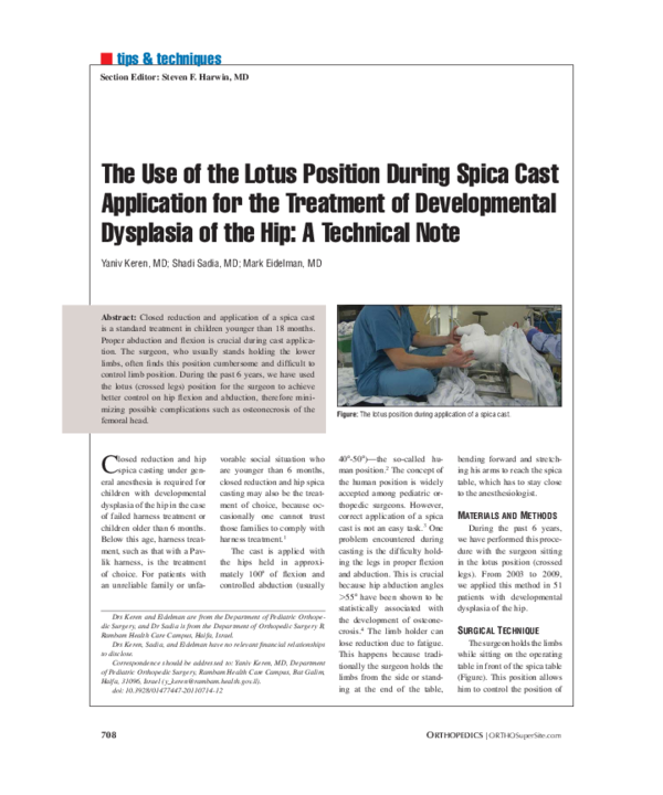 (PDF) The Use of the Lotus Position During Spica Cast Application for ...