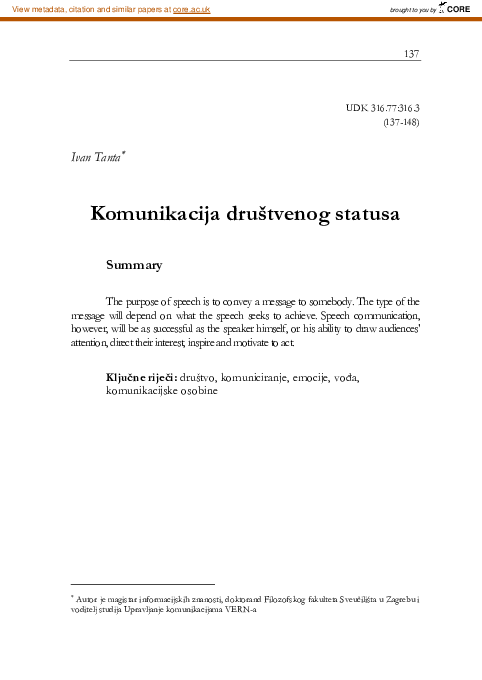 (PDF) Communication of social status