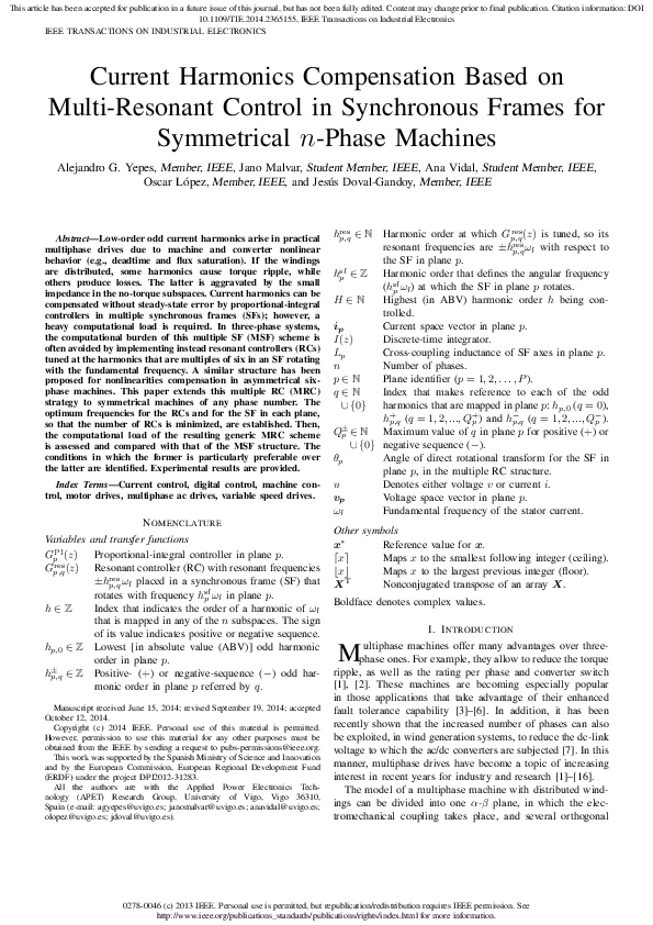 (PDF) Current Harmonics Compensation Based on Multiresonant Control in ...
