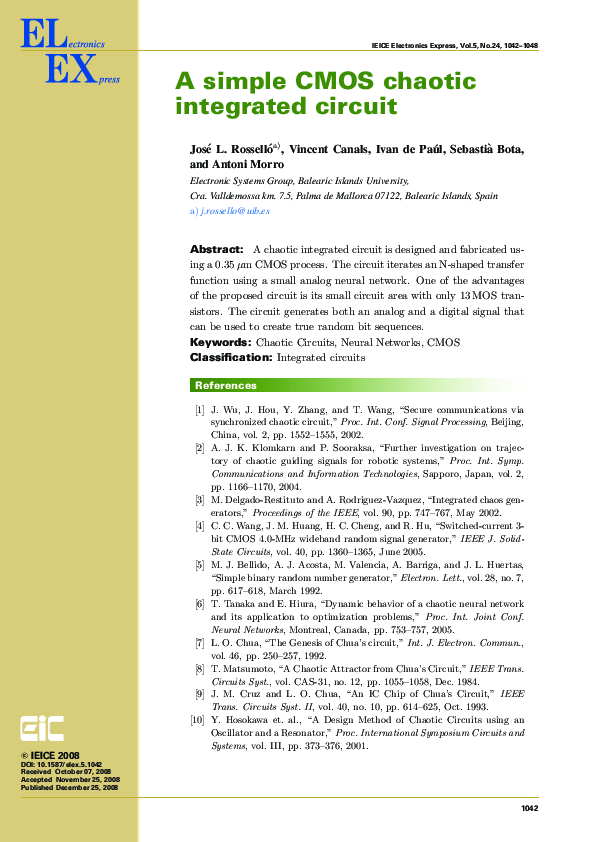 (PDF) A simple CMOS chaotic integrated circuit