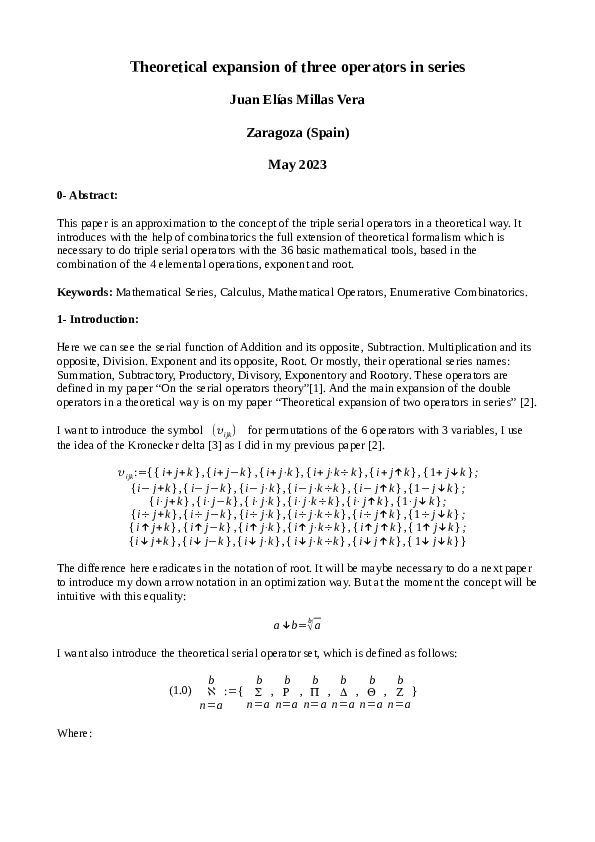 (PDF) Theoretical expansion of three operators in series