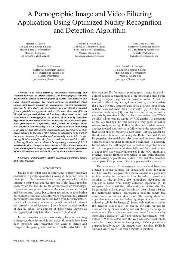 (PDF) A Pornographic Image and Video Filtering Application Using Optimized Nudity Recognition ...