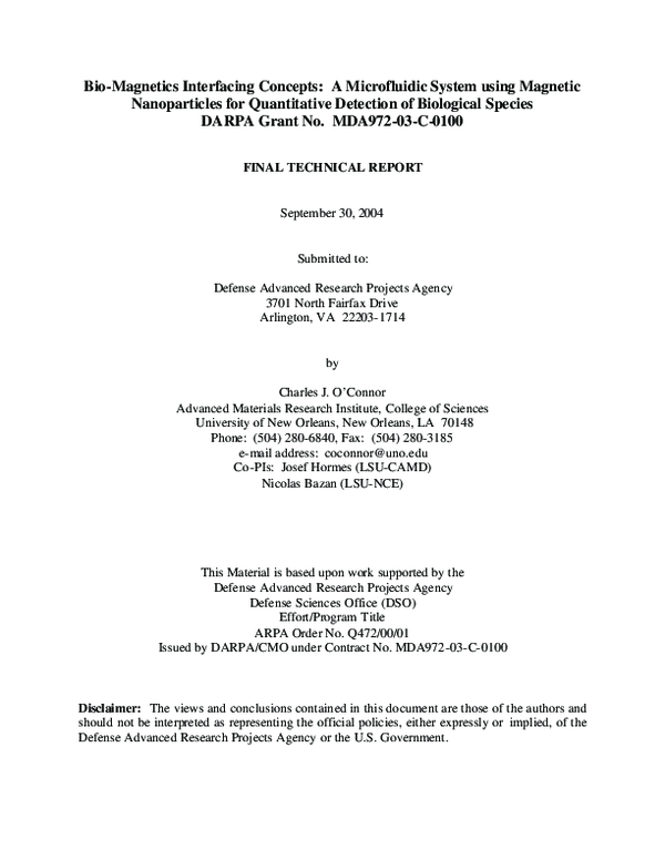 (PDF) Bio-Magnetics Interfacing Concepts: A Microfluidic System Using Magnetic Nanoparticles for ...