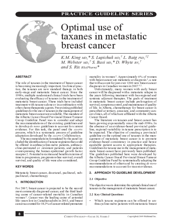 (PDF) Optimal Use of Taxanes in Metastatic Breast Cancer