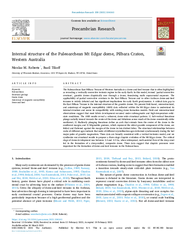 (PDF) Internal structure of the Paleoarchean Mt Edgar dome, Pilbara ...
