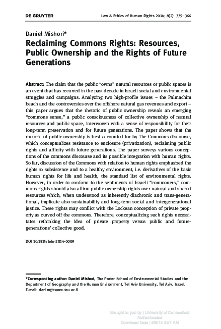 (PDF) Reclaiming Commons Rights: Resources, Public Ownership and the ...