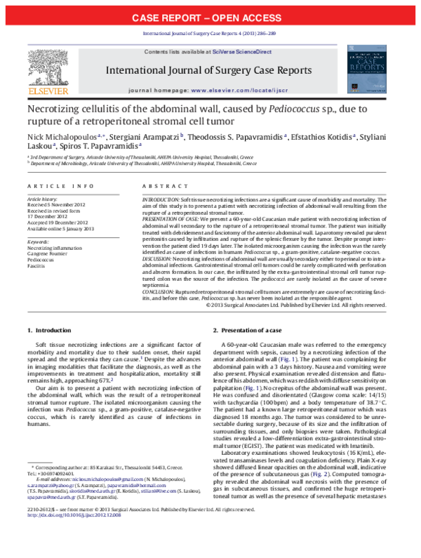 (PDF) Necrotizing cellulitis of the abdominal wall, caused by ...