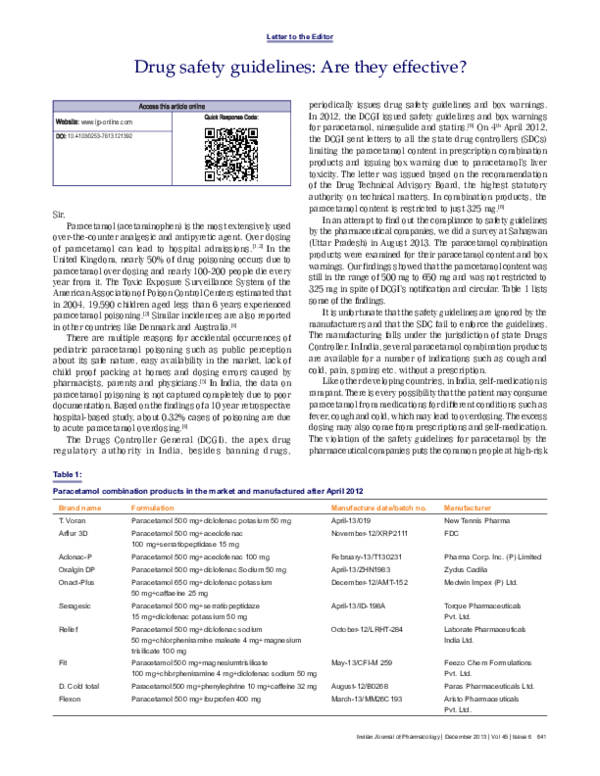 (PDF) Drug safety guidelines: Are they effective?