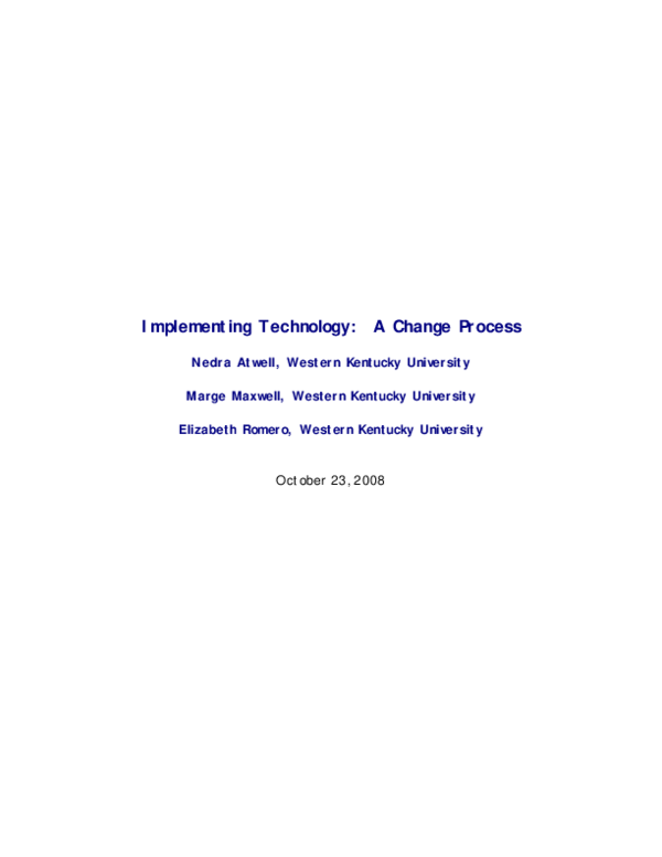(PDF) Implementing Technology: A Change Process