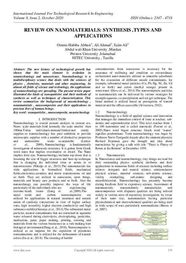 Pdf Review On Nanomaterials Synthesis Types And Applications